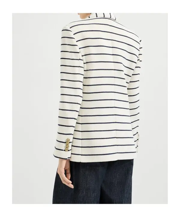 Brunello Cucinelli Double-breasted Striped Blazer - White