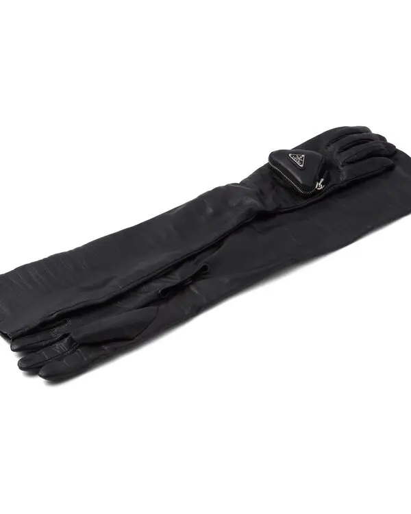 Prada Triangle-logo Zipped Pouch Long Gloves
