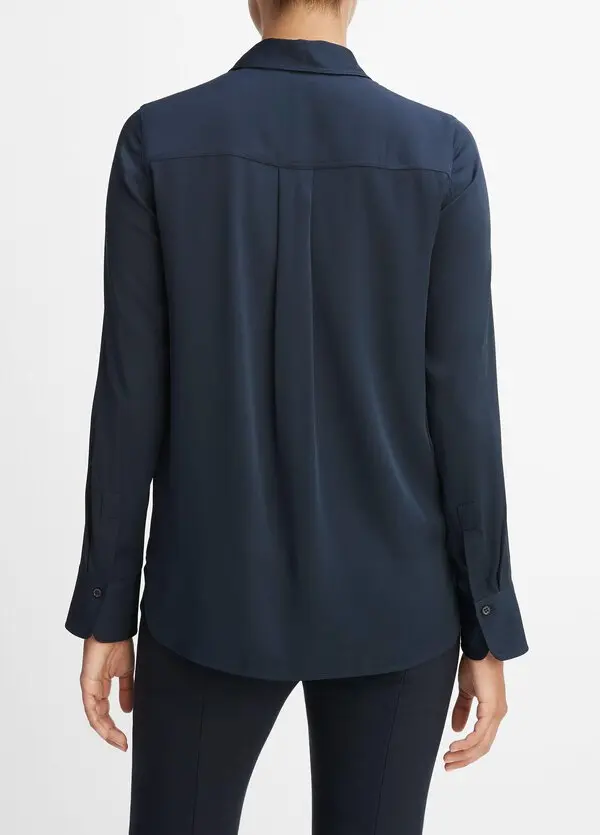 Vince Slim Fitted Buttoned Blouse - Navy Blue