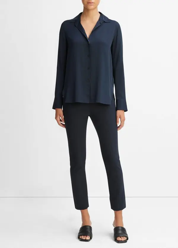 Vince Slim Fitted Buttoned Blouse - Navy Blue