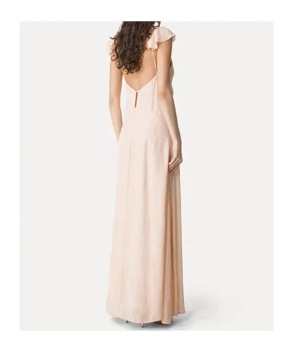 FORTE_FORTE Ruffled-sleeve V-neck Maxi Dress - Nude
