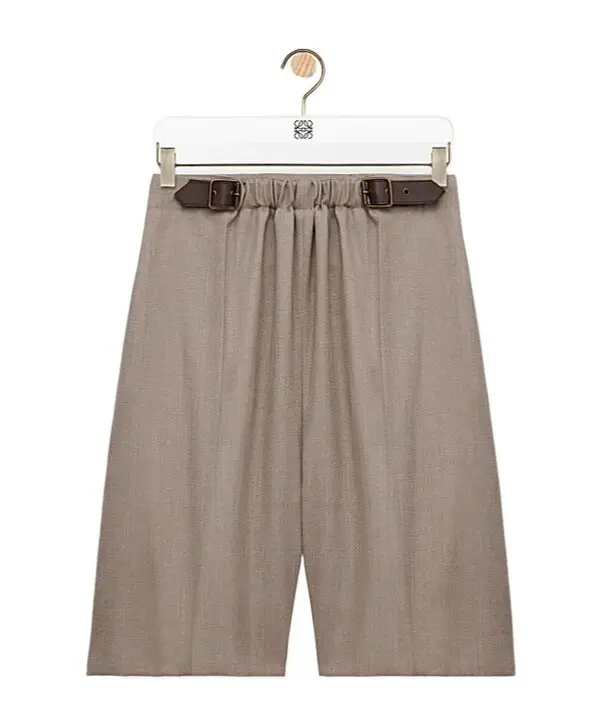 Loewe Pressed Crease Belted Shorts - Beige Mixed Colors