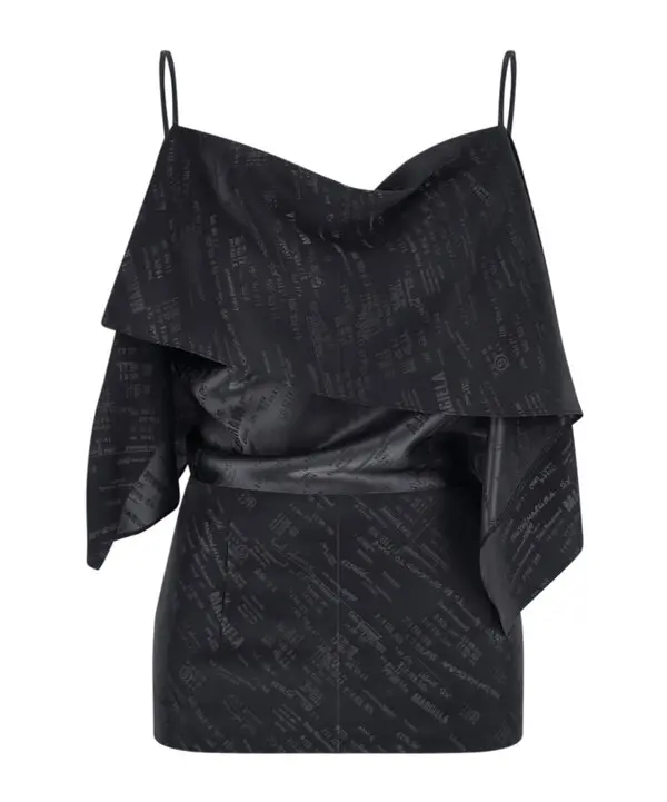 MAISON MARGIELA Asymmetrical Cowl Neck Top - Anthracite