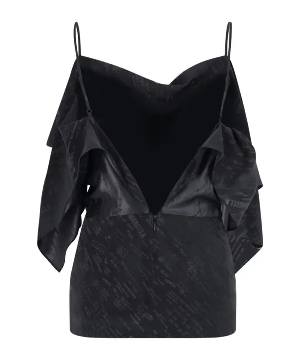 MAISON MARGIELA Asymmetrical Cowl Neck Top - Anthracite
