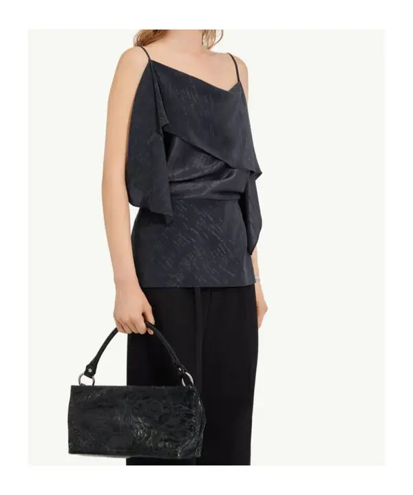 MAISON MARGIELA Asymmetrical Cowl Neck Top - Anthracite