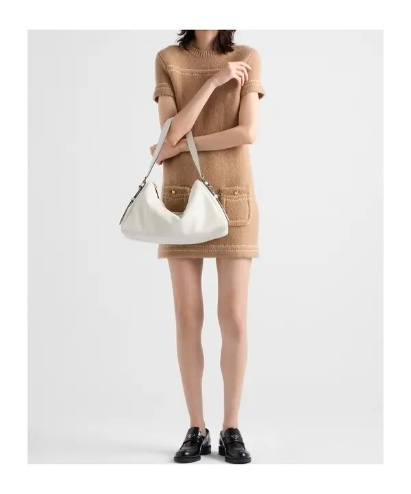 Prada Short Sleeve Crewneck Mini Dress With Pockets