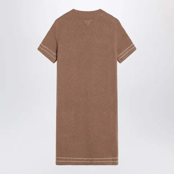 Prada Short Sleeve Crewneck Mini Dress With Pockets