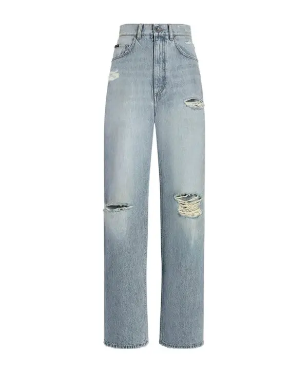 Dolce & Gabbana Dolce Gabbana Vintage Effect Distressed Jeans - Gray
