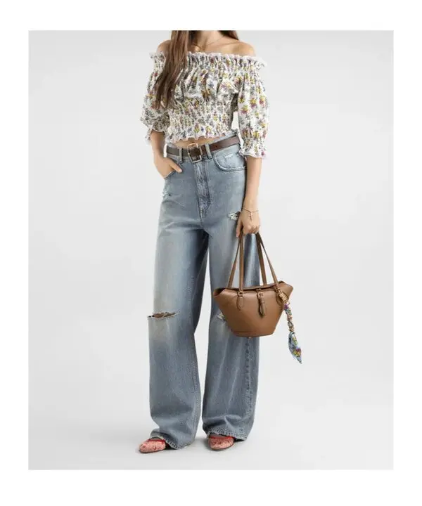 Dolce & Gabbana Distressed Wide-leg Jeans - Gray