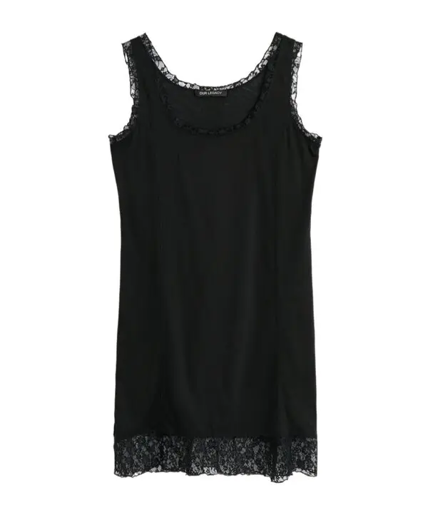 Our Legacy Sleeveless Lace-trimmed Dress - Black