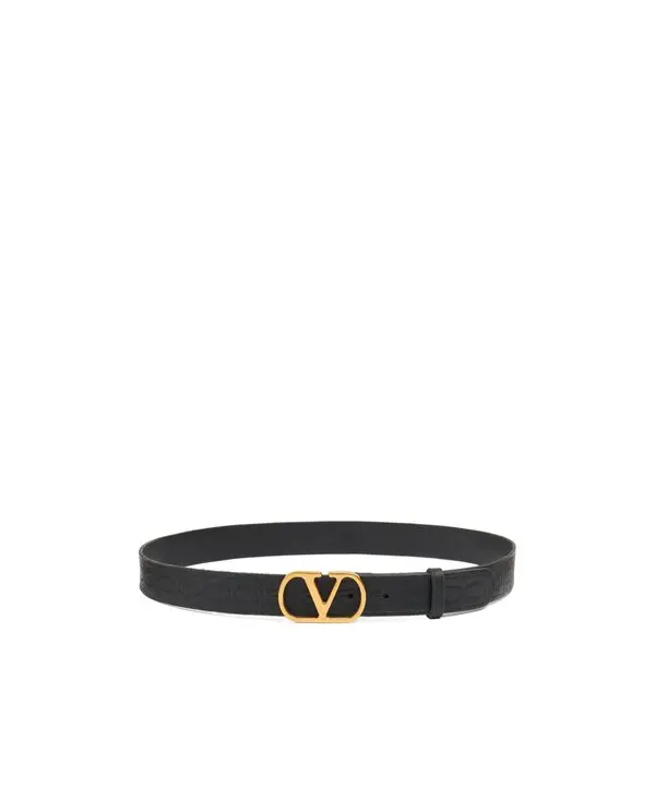 Valentino Garavani 30mm Vlogo Signature Leather Belt - Black