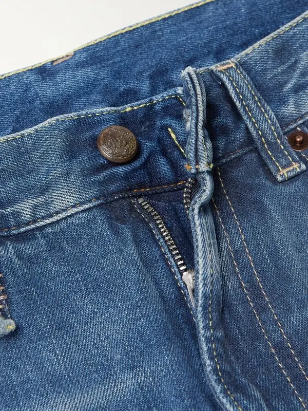 R13 Cuffed X-boyfriend Distressed Wide-leg Jeans