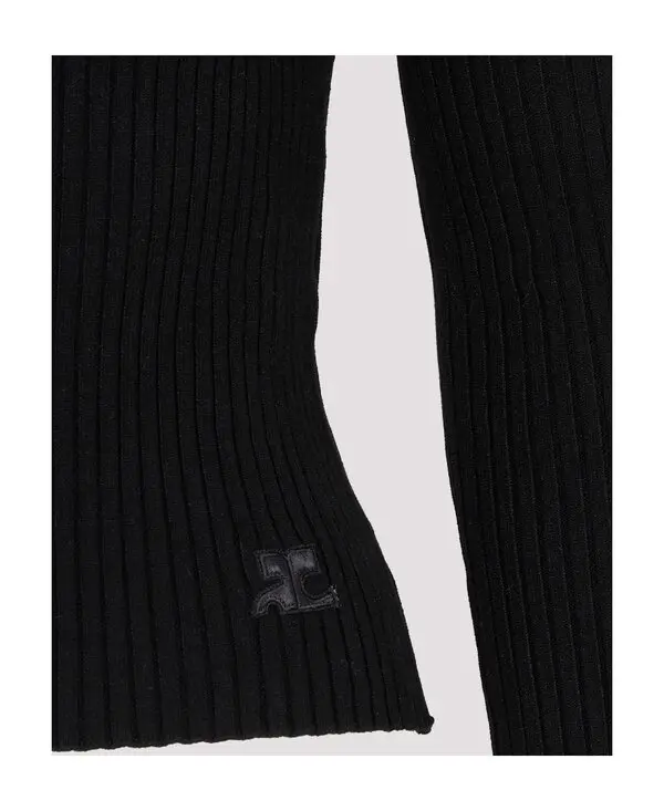 COURREGES Courrèges Long-sleeved V-neck Ribbed Pullover