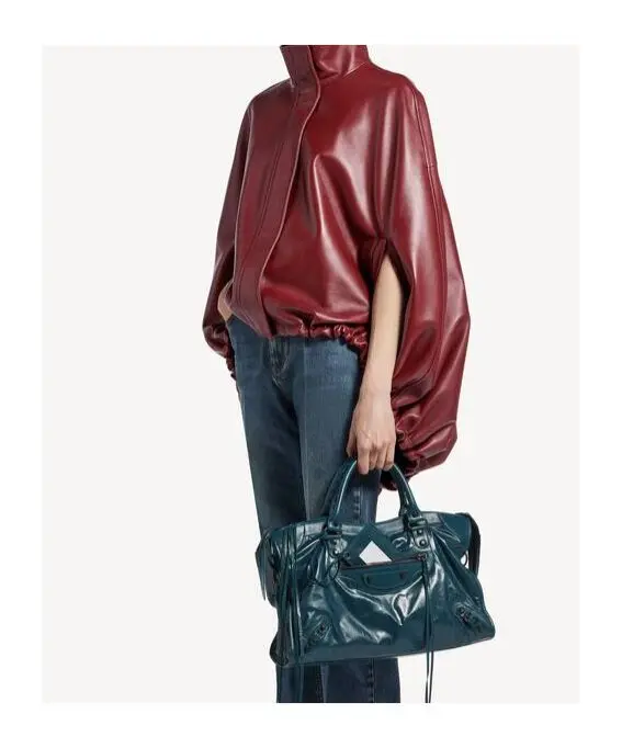 Balenciaga High Collar Leather Cape