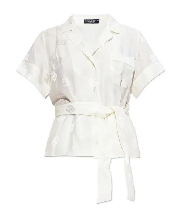 Dolce & Gabbana Monogram Jacquard Belted Shirt