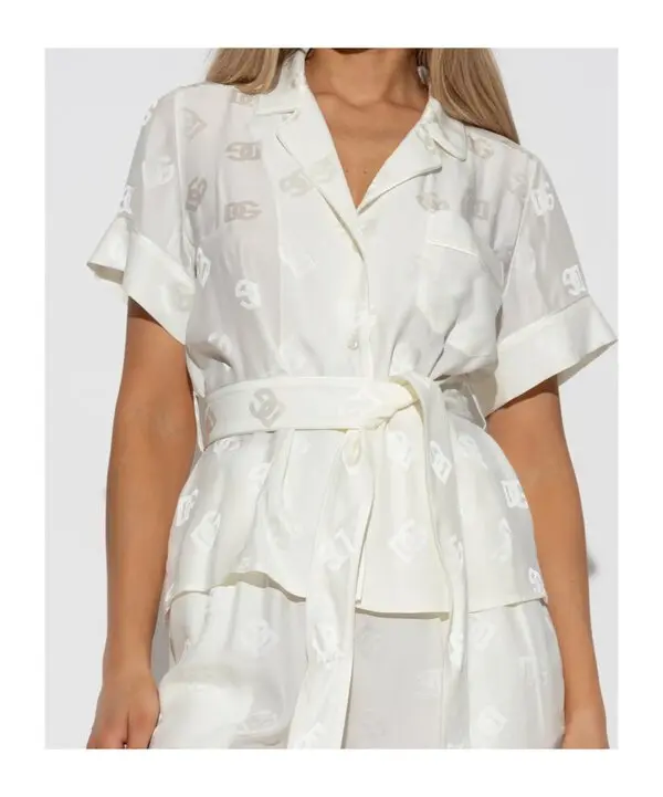 Dolce & Gabbana Monogram Jacquard Belted Shirt