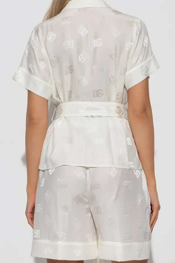 Dolce & Gabbana Monogram Jacquard Belted Shirt