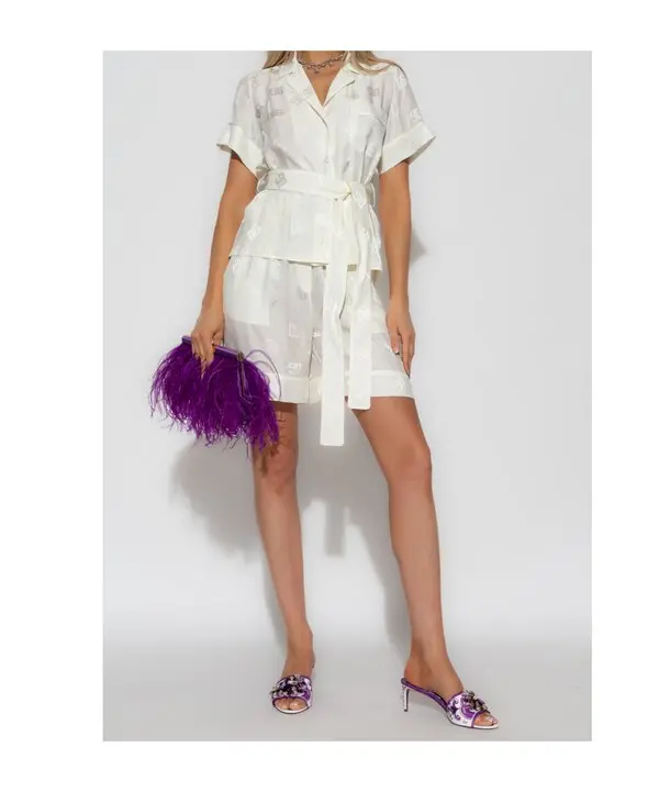 Dolce & Gabbana Monogram Jacquard Belted Shirt