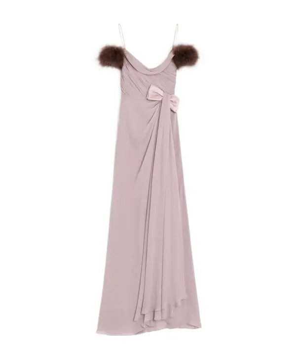 Valentino Garavani Strappy Dress With Pleated Design And Bow Detail