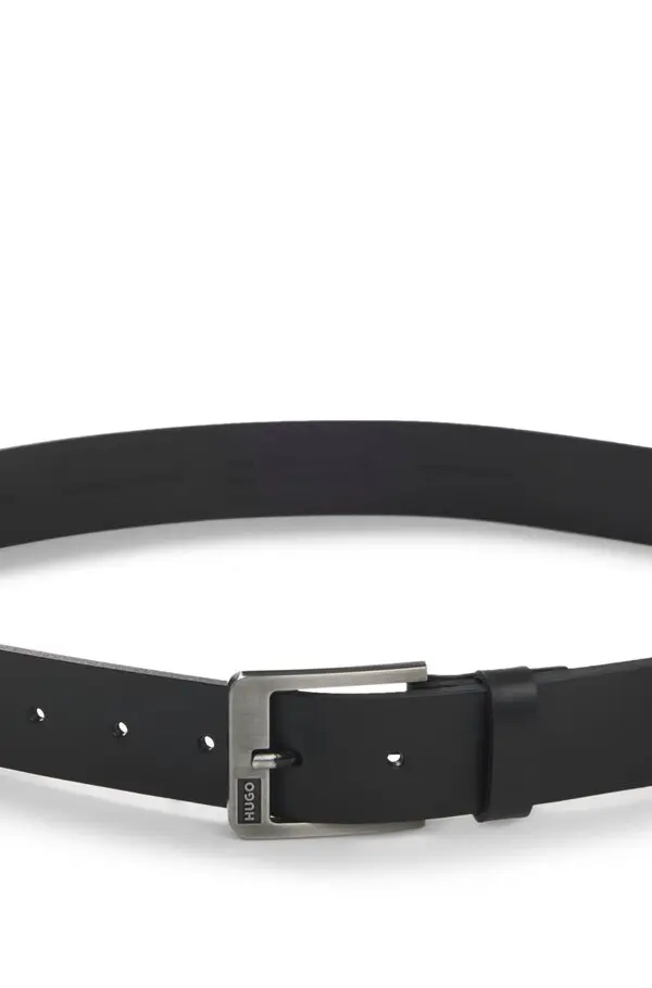 Hugo Boss Logo Buckle Leather Belt - Black