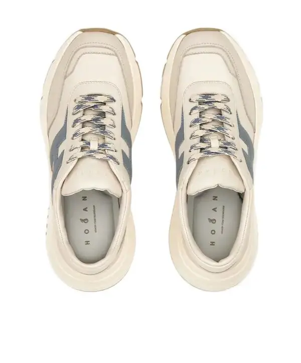 Hogan Logo Detailed Lace-up Sneakers - Light Blue Ivory