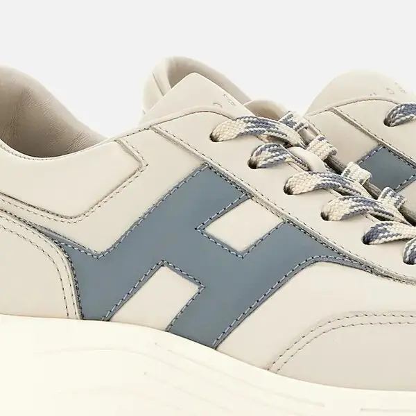 Hogan Logo Detailed Lace-up Sneakers - Light Blue Ivory