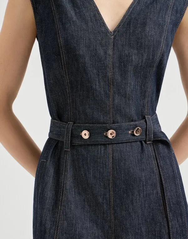Brunello Cucinelli Denim-effect Sleeveless Midi Dress