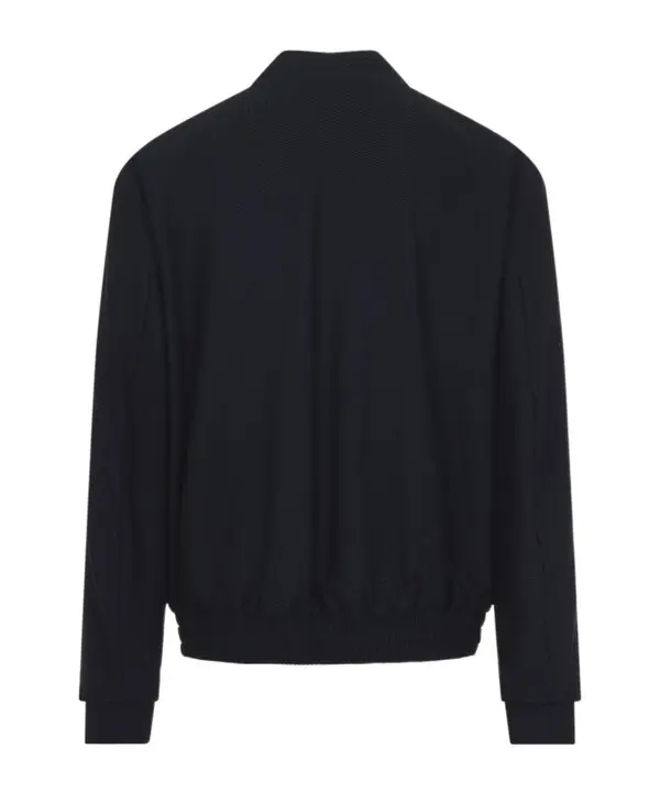 Giorgio Armani Textured Logo Bomber Jacket - Dark Navy