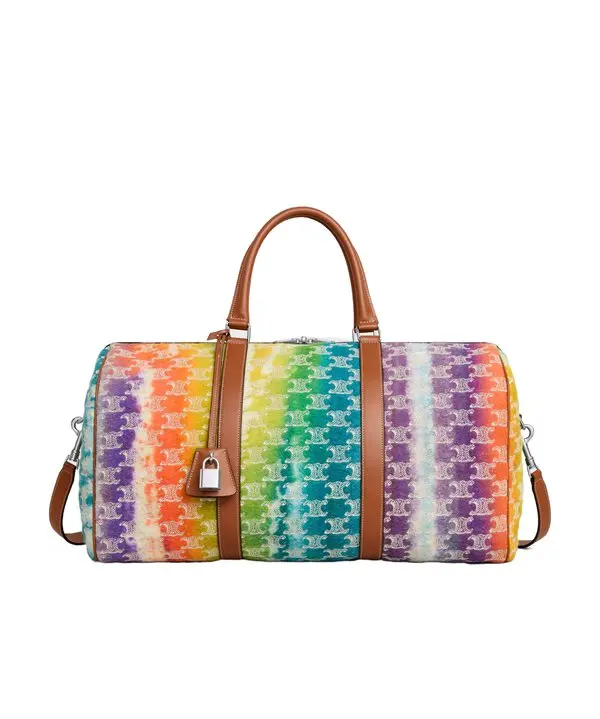 Celine Medium Travel Bag In Textile With Triomphe Embroidery - Multicolor