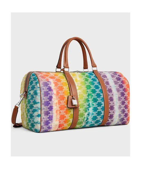 Celine Medium Travel Bag In Textile With Triomphe Embroidery