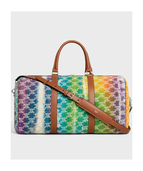 Celine Medium Travel Bag In Textile With Triomphe Embroidery