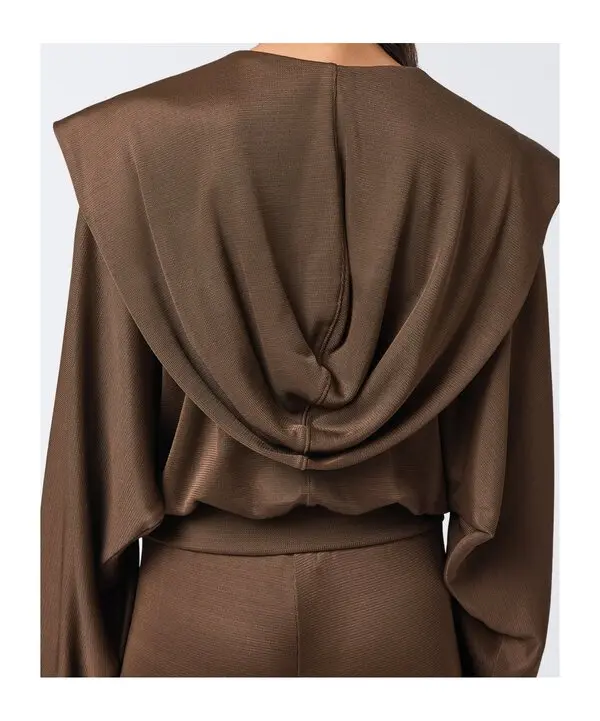 Andamane V-neck Long-sleeved Jumpsuit With Hood