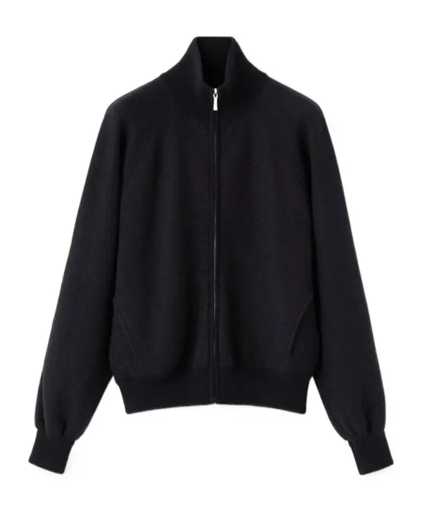 Loro Piana High-neck Zip Bomber - Navy Blue