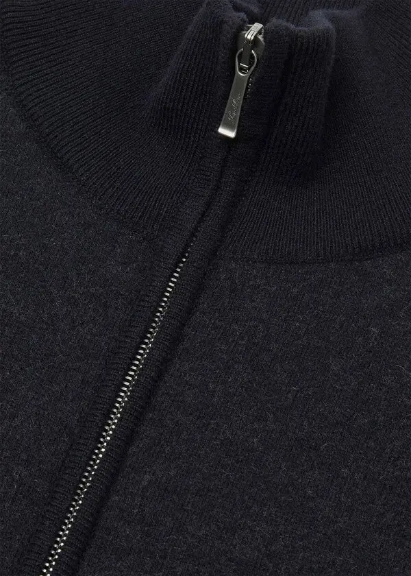 Loro Piana High-neck Zip Bomber - Navy Blue