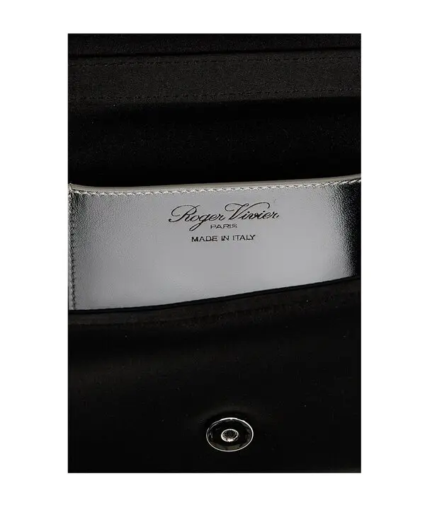 ROGER VIVIER Pilgrim Embellished Micro Satin Handbag - Black