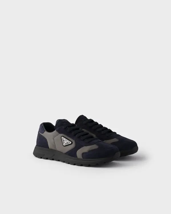 Prada Suede And Re-nylon Sneakers - Black