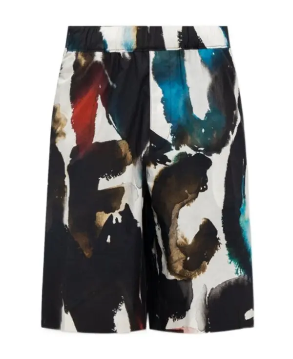 Alexander McQueen Watercolour Graffiti Printed Shorts - Black