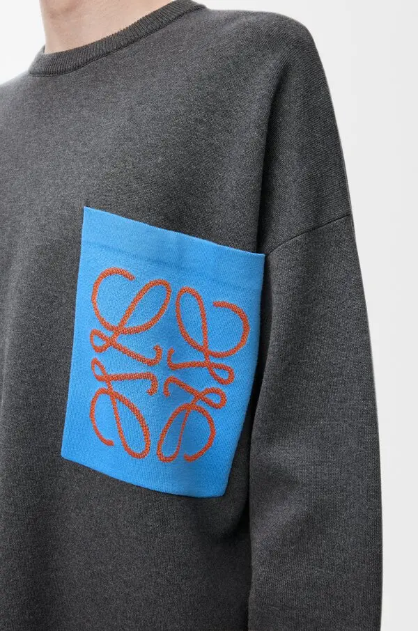 Loewe Anagram Pocket Crew Neck Sweater - Black