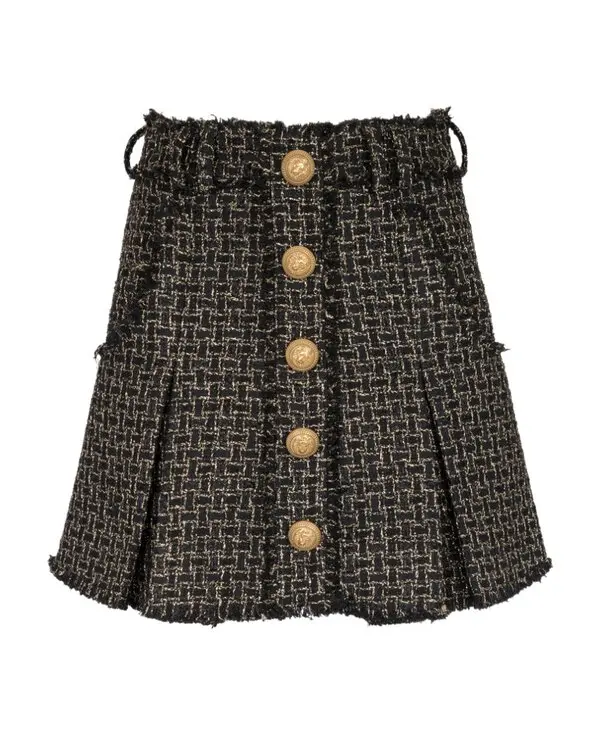 Balmain Lurex Tweed Pleated Skirt