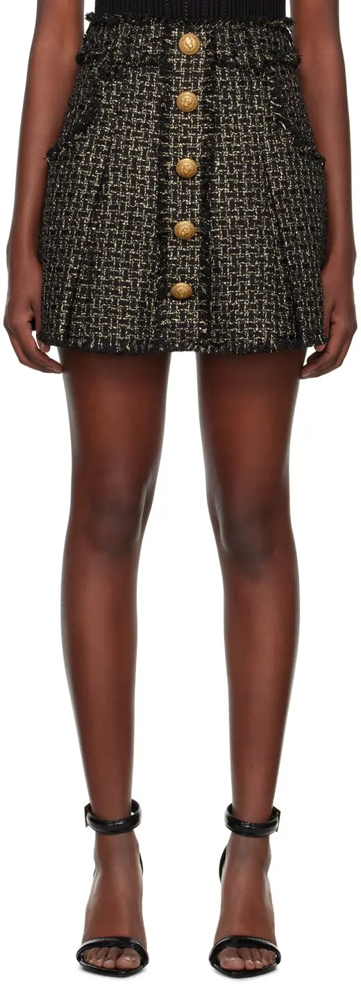 Balmain Lurex Tweed Pleated Skirt