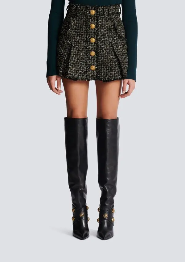 Balmain Lurex Tweed Pleated Skirt