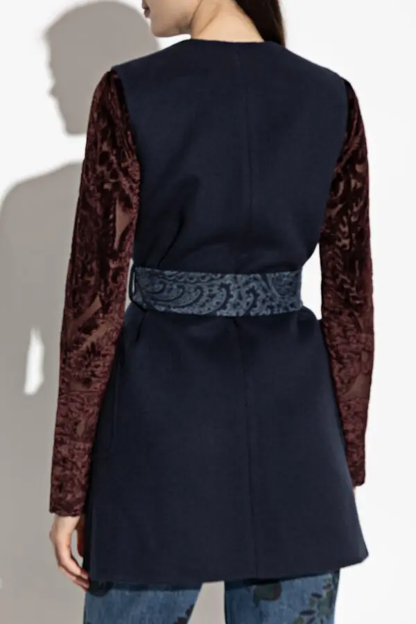 Etro Long Wool And Cashmere Jacquard Waistcoat