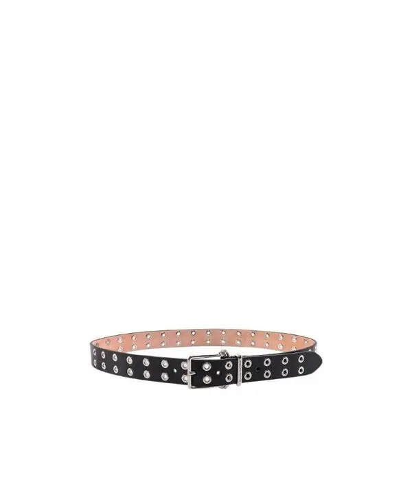 Alexander McQueen Thin Twin Skill Belt - Black