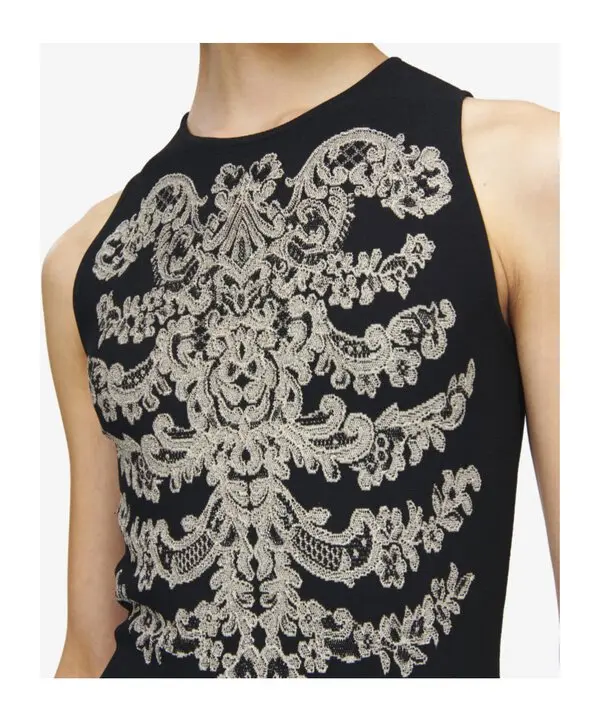 Alexander McQueen Lace Ribcage Jacquard Mini Dress