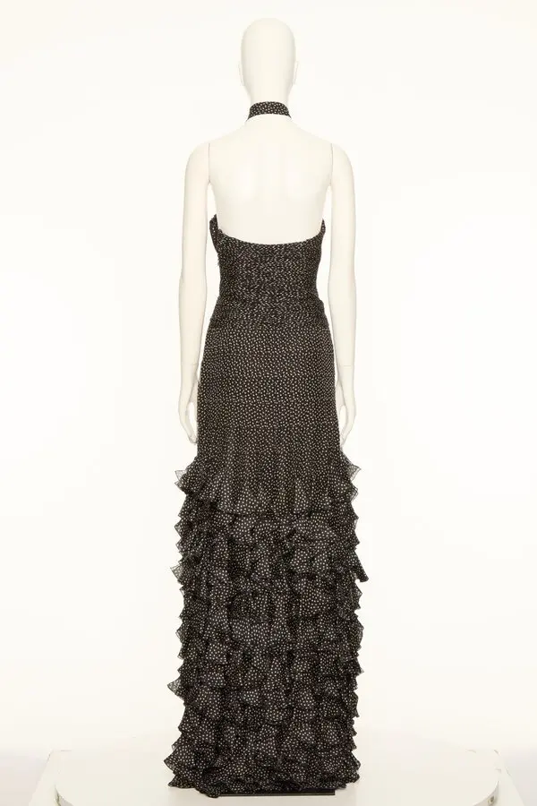 Valentino Garavani Chiffon Polka Dot Tiered Ruffled Gown