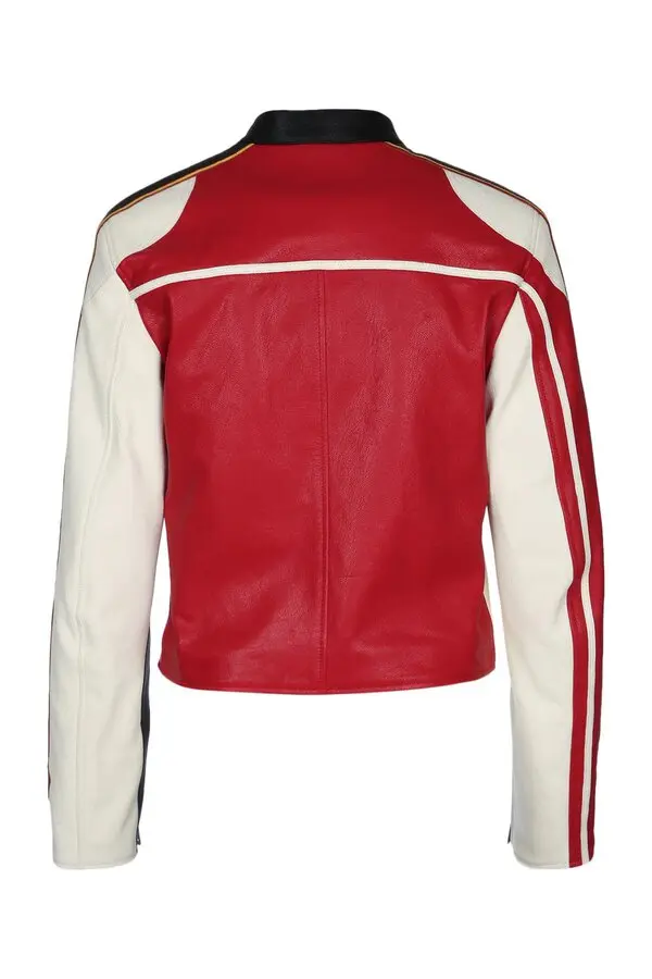 Dior Leather Biker Jacket With Graphic Details