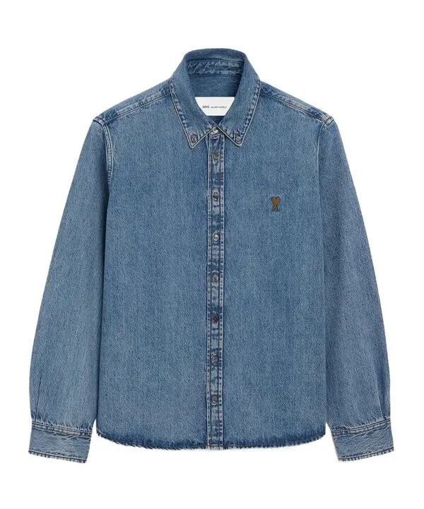 Ami Long-sleeved Denim Shirt - Blue