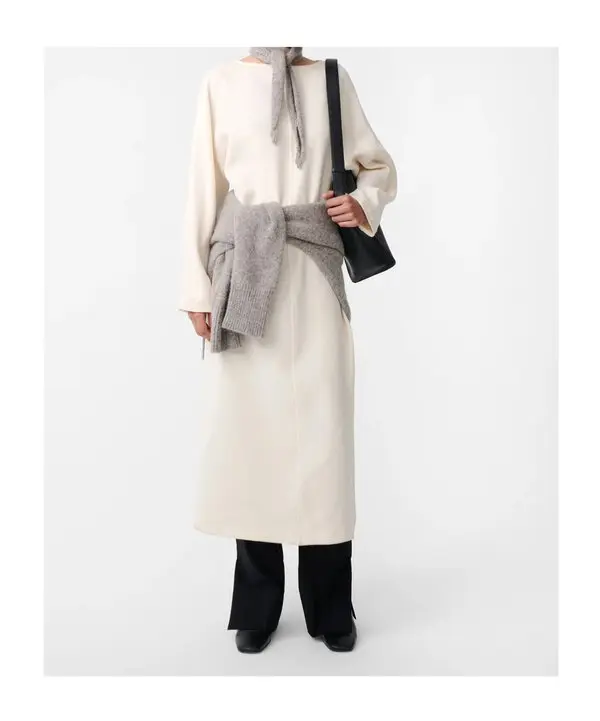 Studio Nicholson Long Sleeve Button Back Midi Dress With Slit