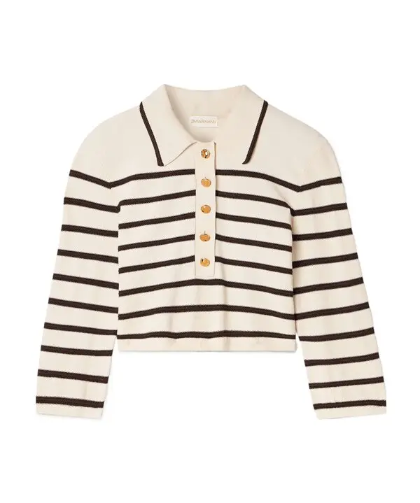 Zimmermann Illuminate Cropped Striped Knitted Sweater