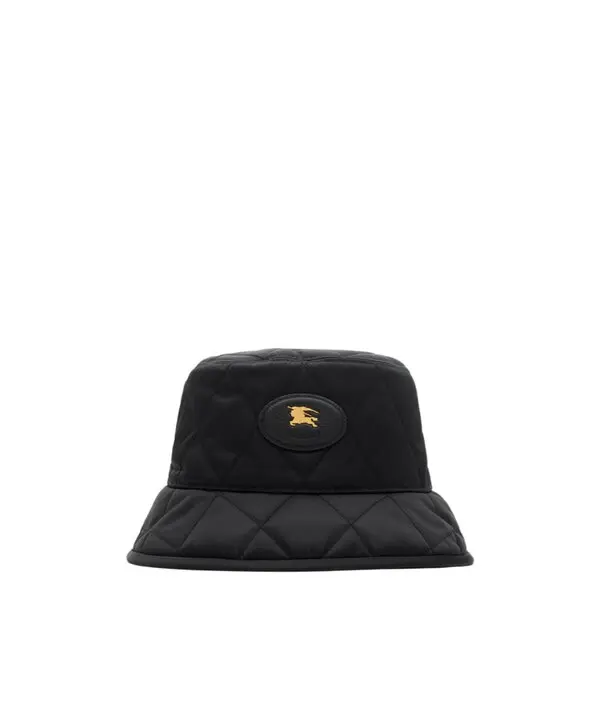 Burberry Quilted Logo Patch Bucket Hat - Black